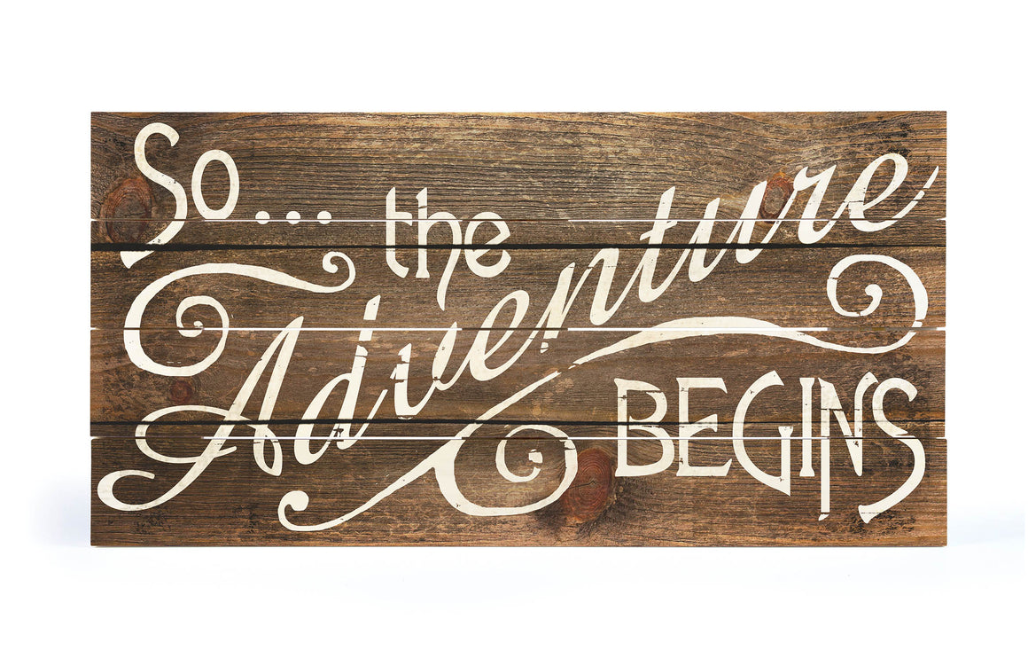 Adventure Begins Wooden Crate Wall Sign – Gabby's Farmhouse